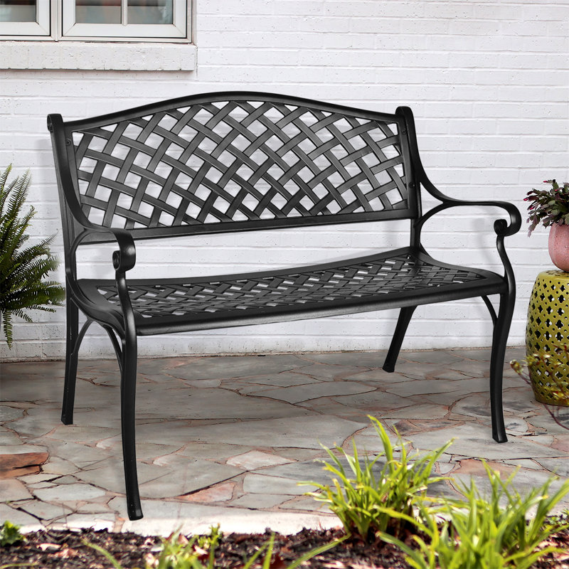 Black aluminum outdoor bench store